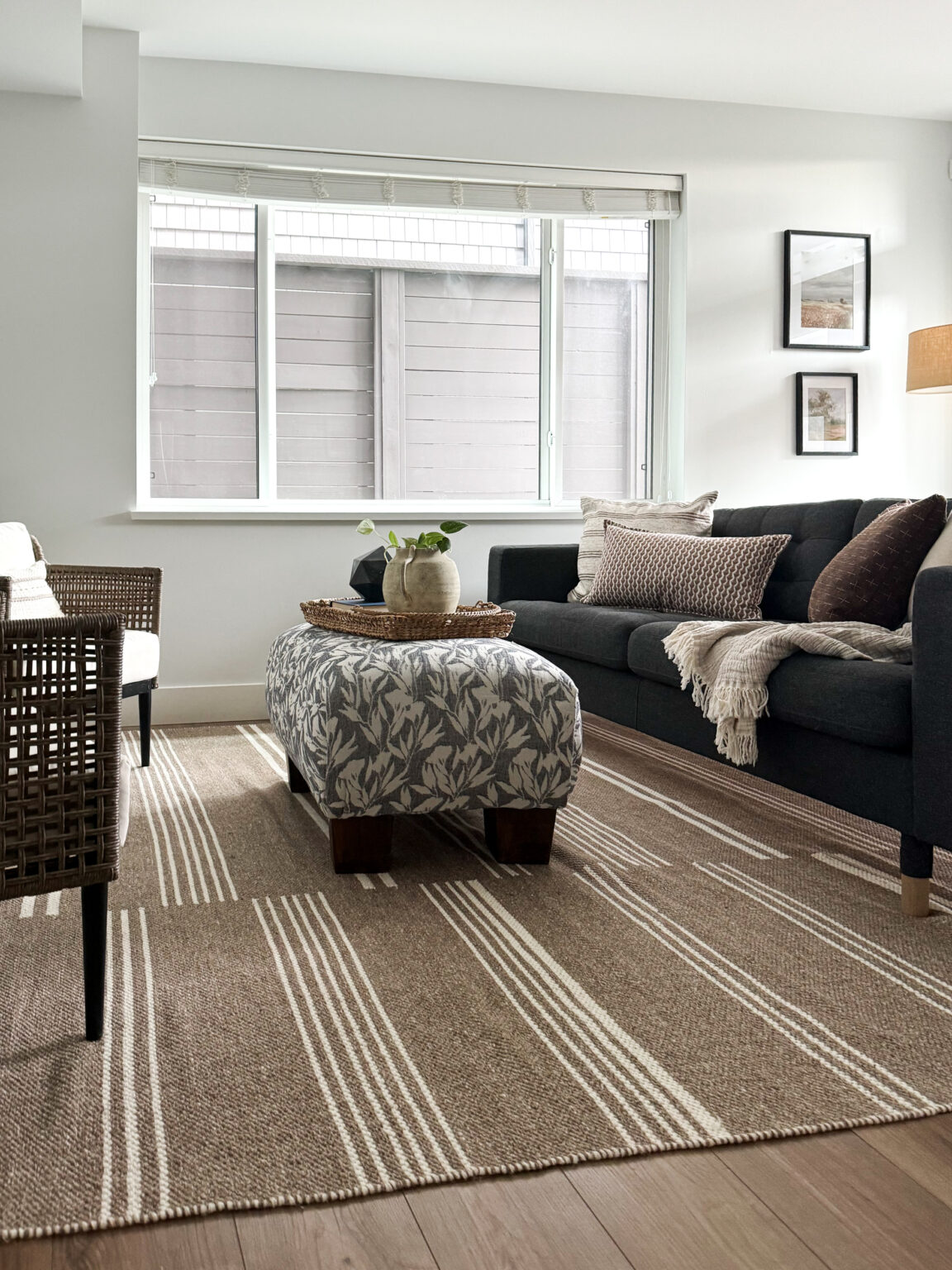 How to Reupholster an Ottoman With No Sewing Skills - Samantha Potter Home