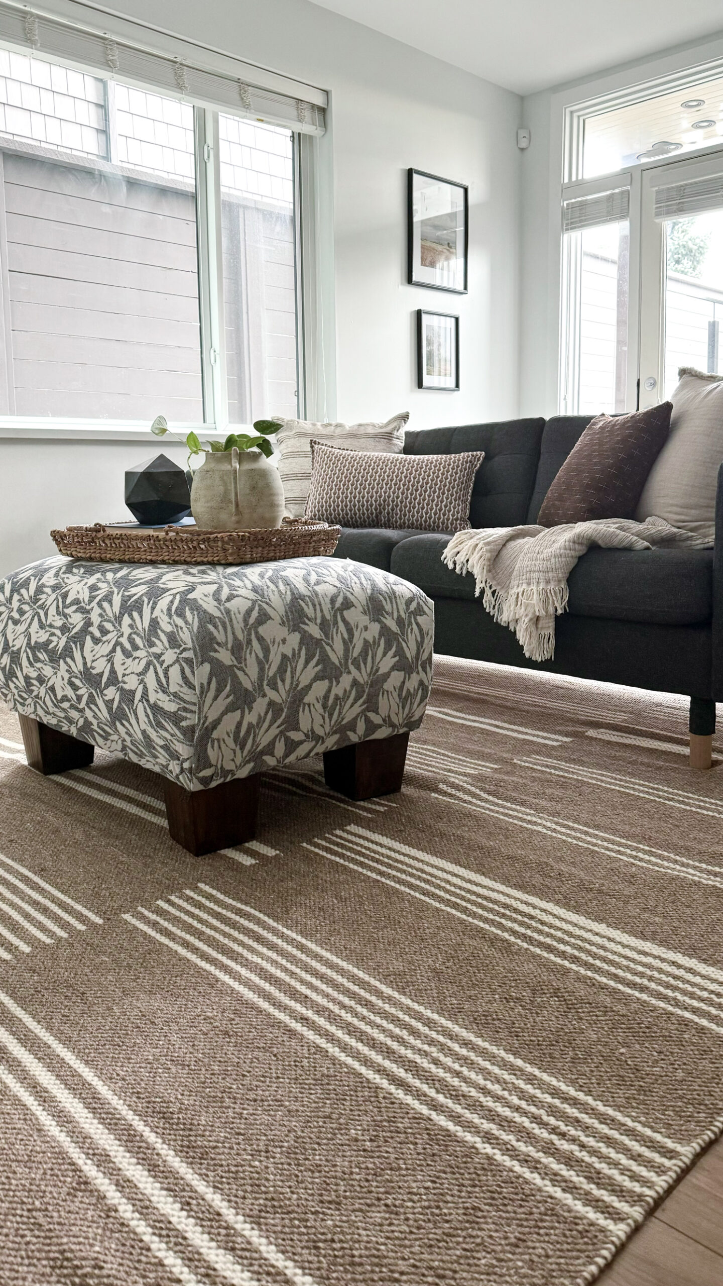 How to Reupholster an Ottoman With No Sewing Skills - Samantha Potter Home